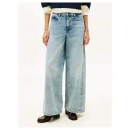 High-waist-Jeans Tommy Hilfiger "DNM 70's WIDE LEG HW", Damen, Gr. 28, L&auml;nge 30, glis, Denim/Jeans, Obermaterial: 100% Baumwolle, unifarben, l&auml;ssig geschnitten kn&ouml;chellang, Jeans High-Waist-Jeans