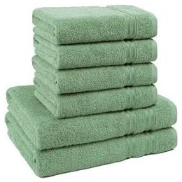 Handtuch Set HAMMETEX "6-teiliges Handtuch Set, 100% Baumwolle, Weich & Saugstark", salbei, 6 Stk., Frottier, Frottier, Obermaterial: 100% Baumwolle, Handtuch-Sets, mit Bord&uuml;re, einfarbig, weich