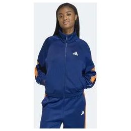 Trainingsjacke Adidas SPORTSWEAR "W STADIUM TT", Damen, Gr. M, dunkelblau, pure orange, sanftes wei&szlig;, Obermaterial: 67% Polyester, 33% Baumwolle, Jacken Trainingsjacke, aus Polyester und Baumwolle, f&uuml;r Erwachsene