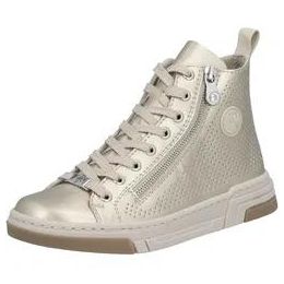 Sneaker Rieker, Damen, Gr. 42, goldfarben, Lederimitat, metallic, Schuhe Sneaker, High Top-Sneaker, Freizeitschuh, Schn&uuml;rschuh mit Plateausohle