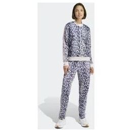 Trainingsanzug Adidas SPORTSWEAR "ESSENTIALS 3-STREIFEN ANIMAL AOP", Damen, Gr. XXL, multicolor, ice lila, Obermaterial: 100% Polyester, Sportanz&uuml;ge Trainingsanzug, mit durchgehendem Rei&szlig;verschluss, mit Stehkragen, mit Allover-Print