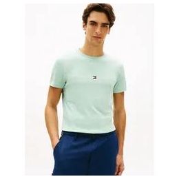 T-Shirt Tommy Hilfiger "TOMMY LOGO", Herren, Gr. L, crushed mint, Jersey, Obermaterial: 100% Baumwolle, schmal h&uuml;ftbedeckend, Rundhals, eingesetzt abgesteppt, Shirts T-Shirt, aus reiner Baumwolle
