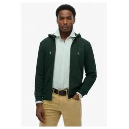 Kapuzensweatjacke Superdry "ESSENTIAL LOGO ZIP HOODIE HB", Herren, Gr. S, forest gr&uuml;n, angeraute Sweatware, Obermaterial: 100% Seide, unifarben, slim fit normal, ohne Ausschnitt, Rippb&uuml;ndchen, Sweatjacken, Baumwollmischung, slim fit