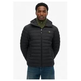 Steppjacke Superdry "Hooded Fuji Lite Jacket", Herren, Gr. 3XL, schwarz, Steppware, Obermaterial: 100% Nylon, unifarben, h&uuml;ftlang, Jacken Steppjacke, slim fit Form, mit Kapuze
