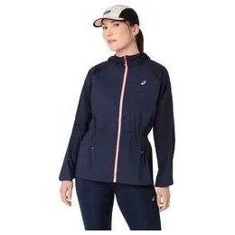 Laufjacke asics "ROAD PACKABLE JACKET", Damen, Gr. S, midnight, Web, Obermaterial: 100% Nylon, normal, hoch geschlossener Ausschnitt, Raglan&auml;rmel elastischer Bund, Jacken, &Uuml;bergangsjacke