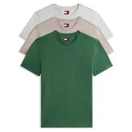 Tommy Hilfiger T-Shirt TOMMY JEANS "TJM EXTRA SLIM 3 PACK", Herren, Gr. M, grau htr, shdw pine, limestone dust, Single Jersey, Obermaterial: 100% Baumwolle, slim fit normal, Rundhals, eingesetzt abgesteppte Kante, Shirts T-Shirt, Mit Rundhalsausschnitt