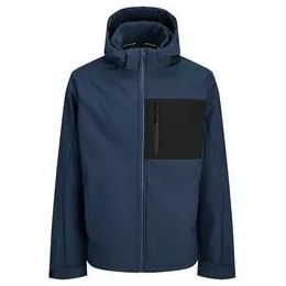 Jack & Jones PlusSize Softshelljacke "JJNORTH SOFTSHELL JACKET PLS", Herren, Gr. 3XL, navy blazer, Web, Obermaterial: 100% Polyester, JACK & JONES PLUSSIZE, unifarben, regular fit, Jacken Softshelljacke
