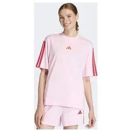 T-Shirt Adidas SPORTSWEAR "ESSENTIALS 3-STREIFEN BOYFRIEND", Damen, Gr. XL, clear pink, pure ruby, Obermaterial: 100% Baumwolle, normal, Rundhals, Shirts T-Shirt, lockere Passform, Kurzarmdesign, sportlicher Stil, aus Baumwolle
