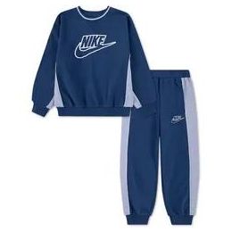 Jogginganzug Nike SPORTSWEAR "NKN FT COLOR BLOCKED CREW SET", Jungen, Gr. 116 (6), mystic navy, angeraute Sweatware, Obermaterial: 60% Baumwolle, 40% Polyester, Sportanz&uuml;ge Jogginganzug, zweiteiliges Set, f&uuml;r Kinder