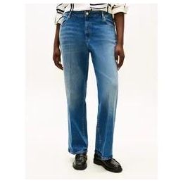 Bootcut-Jeans Tommy Hilfiger Curve "CRV DNM GLOW BOOTCUT RW", Damen, Gr. 46, N-Gr, blau (glow), Denim/Jeans, Obermaterial: 98% Baumwolle, 2% Elasthan, leichte Abriebeffekte, unifarben, Jeans, in gro&szlig;en Gr&ouml;&szlig;en