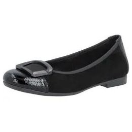 Ballerina Remonte, Damen, Gr. 40, schwarz, Lacklederimitat, Veloursleder, Schuhe Ballerina, Ballerina, Businessschuh, Festtagsschuh mit Lackspitze