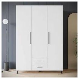 Kleiderschrank OTTO HOME "Lagos, Garderobe Schlafzimmerschrank W&auml;scheschrank", wei&szlig; (wei&szlig; matt), B:134cm H:195,8cm T:51cm, FSC-zertifizierter Holzwerkstoff, Schr&auml;nke, Kleiderschrank, Moderner Dreht&uuml;renschrank, Breite 134 cm, 3 T&uuml;ren, 2 Schubladen