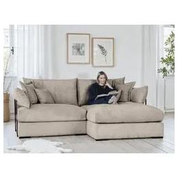 Ecksofa Home Affaire "Casa XL L-Form, B: 190 cm", taupe, B:190cm T:187cm, 100% Polyester, Sofas, Ecksofa, 4 Zierkissen, Mega-Sofa, in Cord oder Chenille-Struktur, Federkern