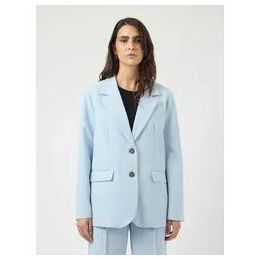 Longblazer Y.A.S "YASREEMAJ LS BLAZER NOOS", Damen, Gr. 36, skyway, Web, Obermaterial: 77% Polyester, 19% Viskose, 4% Elasthan, unifarben, oversize, V-Ausschnitt, Blazer Longblazer