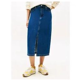 Jeansrock Tommy Hilfiger "DNM EMI MIDI STRAIGHT SKIRT HW", Damen, Gr. 34, emi, Web, Obermaterial: 100% Baumwolle, unifarben, straight fit wadenlang, R&ouml;cke Jeansrock