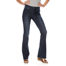 Bootcut-Jeans Heine, Damen, Gr. 40, Normalgr&ouml;&szlig;en, blau (schwarz denim), 76% Baumwolle, 16% Polyester, 7% Viskose, 1% Elasthan, Miedereinsatz:15% Elasthan, 85% Polyamid, unifarben, lang, Jeans Bootcut-Jeans