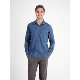 Langarmhemd Lerros "Herrenhemd, Fancy-Twill", Herren, Gr. M, Normal- und Kurzgr&ouml;&szlig;en, blau (storm blau), 65% Baumwolle, 35% Lyocell, Hemden Langarmhemd