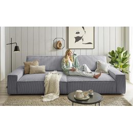 Big-Sofa Home Affaire "NEU: SHERWOOD XXL, Big-Sofa (316cm), extra tiefe Sitzfl&auml;che 95 cm", grau (dunkelgrau), B:316cm H:90cm T:135cm, 100% Polyester, Sofas, Big-Sofa, bequemer Sitzkomfort, Cord u. Leinenoptik, Kedernaht