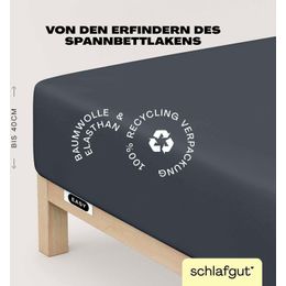 Spannbettlaken Schlafgut "EASY Jersey Elasthan Boxspring", grau (grau deep), 1 Stk., Jersey, 140-160x200-220 40cm, Jersey, Obermaterial: 95% Baumwolle, 5% Elasthan, Bettlaken, Spannbettlaken, MADE IN GREEN by OEKO-TEX