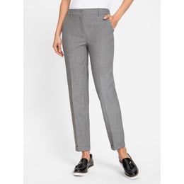 B&uuml;gelfaltenhose Inspirationen, Damen, Gr. 20, Kurzgr&ouml;&szlig;en, grau (hellgrau, meliert), 63% Polyester, 33% Viskose, 4% Elasthan, unifarben, Hosen B&uuml;gelfaltenhose