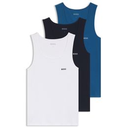 Tanktop BOSS "3P RibClassic BOSS ONE", Herren, Gr. XL, open miscellaneous 975, Rippware, Obermaterial: 100% Baumwolle, Rundhals, Tops Tanktop, Ton in Ton Stickerei auf der Brust