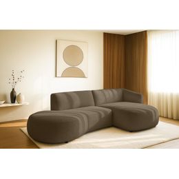 Ecksofa Home Affaire "OSTRUP Rundsofa, L-Form, Naturt&ouml;ne, Boucle", grau (taupe), B:278cm H:73cm T:152cm, 100% Polyester, Sofas, Ecksofa, Breite 278 cm, organische Form mit sanften Rundungen