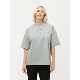 T-Shirt LEGER "Lotte, LeGer by Lena Gercke", Damen, Gr. 40, grau meliert, Jersey, Obermaterial: 100% Baumwolle, meliert, relaxed fit, Rundhals, abgesteppte Kante, Shirts T-Shirt, gro&szlig;er R&uuml;ckenprint, locker geschnitten