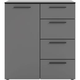 Kommode MANJANA M&Ouml;BEL "mit Schwarz matten Metallgriffen in verschiedenen Ausf&uuml;hrungen", basatlgrau, metall schwarz matt, B:90cm H:99,8cm T:40cm, Holzwerkstoff, Metall, Sideboards, Kommode, mit Soft-Close-Funktion, mit melaminbeschichteter Oberfl&auml;che