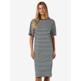 Maxikleid Noisy may "NMMAYDEN 2/4 DRESS NOOS", Damen, Gr. XL, N-Gr, schwarz stripes:hellwei&szlig;, Obermaterial: 65% Polyester, 35% Viskose, gestreift, unifarben, loose fit kn&ouml;chellang, Rundhals, Kleider Maxikleid