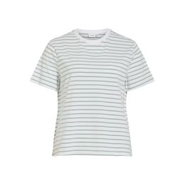 Kurzarmshirt Vila "VINORA S/S YD T-SHIRT - NOOS", Damen, Gr. S, blau surf stripes:opt 2 hellwei&szlig;, Jersey, Obermaterial: 96% Baumwolle, 4% Elasthan, gestreift, regular fit normal, Rundhals, Shirts Kurzarmshirt