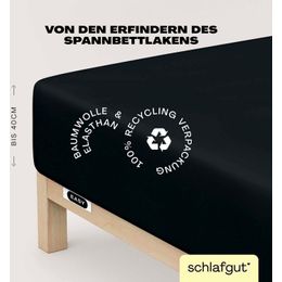Spannbettlaken Schlafgut "EASY Jersey Elasthan Boxspring", schwarz (off, schwarz), 1 Stk., Jersey, 140-160x200-220 40cm, Jersey, Obermaterial: 95% Baumwolle, 5% Elasthan, Bettlaken, Spannbettlaken, MADE IN GREEN by OEKO-TEX