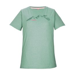 T-Shirt Killtec "KOS 194 WMN TSHRT", Damen, Gr. 46, pistazie, Obermaterial: 65% Polyester, 30% Baumwolle, 5% Elasthan, Rundhals, Shirts T-Shirt, Vielseitiges Damen T-Shirt mit Melange-Optik und Bergprint