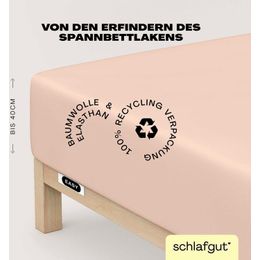 Spannbettlaken Schlafgut "EASY Jersey Elasthan Boxspring", rot (rot light), 1 Stk., Jersey, 90-100x200-220 40cm, Jersey, Obermaterial: 95% Baumwolle, 5% Elasthan, Bettlaken, Spannbettlaken, MADE IN GREEN by OEKO-TEX