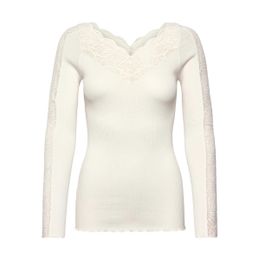 Spitzenshirt rosemunde "Beatha lace longsleeve", Damen, Gr. S, wollwei&szlig;, Obermaterial: 55% Seide, 45% Baumwolle, Shirts Spitzenshirt, elastisch weiche Vintage-Spitze am Ausschnitt und entlang der &Auml;rmel