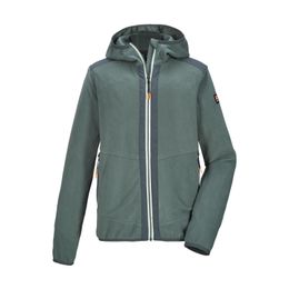 Fleecejacke Killtec "KOS 139 BYS FLC JCKT", Jungen, Gr. 140, grasgr&uuml;n, Obermaterial: 100% Polyester;Obermaterial 2: 100% Polyester, Jacken Fleecejacke, Fleecejacke mit Colourblock, Kapuze, 2-Wege-Stretch