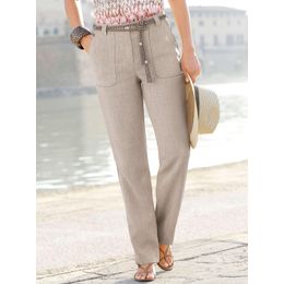 Palazzohose Casual Looks, Damen, Gr. 24, Kurzgr&ouml;&szlig;en, grau (stein), 100% Polyester, unifarben, lang, Hosen Palazzohose