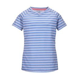 T-Shirt Killtec "KOS 136 GRLS TSHRT", M&auml;dchen, Gr. 176, hellblau, Obermaterial: 65% Polyester, 30% Baumwolle, 5% Elasthan, V-Ausschnitt, Shirts T-Shirt, M&auml;dchen T-Shirt, V-Ausschnitt, Streifenmuster, Raglan-Schnitt
