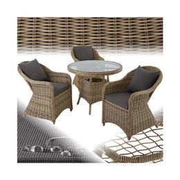 TecTake&reg; Aluminium Rattan Sitzgruppe, wetterfest und UV-best&auml;ndig, Belastbarkeit Sessel 150 kg, kein Aufbau