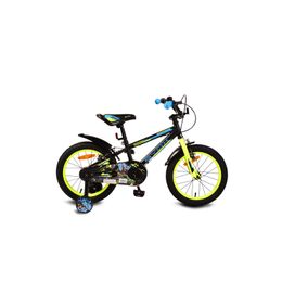 Byox Kinderfahrrad Monster 16 Zoll schwarz, St&uuml;tzr&auml;der, Metall-Rahmen, Klingel