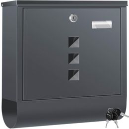 Kesser&reg; Briefkasten Edelstahl mit Zeitungsfach Namensschild , Sichtfenster, geb&uuml;rstet , 3x Schl&uuml;ssel abschlie&szlig;bar , Pulverbeschichtet , Wandmontage , gro&szlig; , inkl. Montagematerial Farbe: