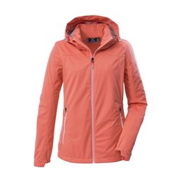 Softshelljacke Killtec "KOS 69 WMN SFTSHLL JCKT", Damen, Gr. 38, coral, Oberseite: 100% Polyester;R&uuml;ckseite: 100% Polyester, Jacken Softshelljacke, Winddichte, wasserabweisende Damenjacke mit abnehmbarer Kapuze