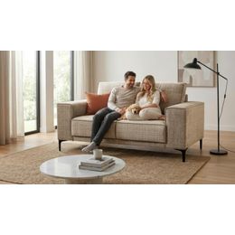 2-Sitzer OTTO HOME "Kompaktsofa Oland, Struktur, Flachgewebe, Luxus-Microfaser, Boucle", beige (taupe), B:164cm H:85cm T:83cm, 100% Polyester, Sofas, 2-Sitzer, 164 cm, Wellenunterfederung, Skandi-Design, Metallf&uuml;&szlig;e