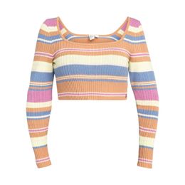 Fleecepullover Roxy "Sunshine Day", Damen, Gr. XL, braun (camel swithbackstripe sweaters), Obermaterial: 100% Walkfrottier;, Sweatshirts Fleecepullover