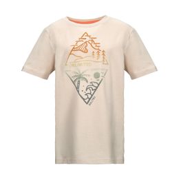 T-Shirt Killtec "KOS 137 BYS TSHRT", Jungen, Gr. 128, zement, Obermaterial: 65% Polyester, 30% Baumwolle, 5% Elasthan, Rundhals, Shirts T-Shirt, Trendiges Funktions-T-Shirt mit Farbverlauf-Druck