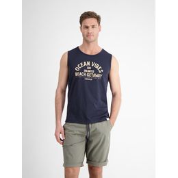 Muskelshirt Lerros "Herren Tanktop mit Brustprint", Herren, Gr. S, blau (classic navy), 100% Baumwolle, Rundhals, Shirts Muskelshirt