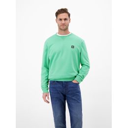 Sweatshirt Lerros "Sweatshirt aus Baumwollmix, O-Neck", Herren, Gr. S, mint water, 50% Baumwolle, 50% Polyester, Sweatshirts Sweatshirt