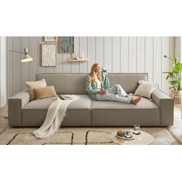 Big-Sofa Home Affaire "NEU: SHERWOOD XXL, Big-Sofa (316cm), extra tiefe Sitzfl&auml;che 95 cm", braun (hellbraun), B:316cm H:90cm T:135cm, 100% Polyester, Sofas, Big-Sofa, bequemer Sitzkomfort, Cord u. Leinenoptik, Kedernaht