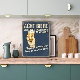 Metallbild queence "Acht Biere Spruch Stahlschild Blechschild", blau (farbe bild(er): blau), B:20cm H:30cm T:0,2cm, Blech, Metall, Bilder, Metallbild, 20x30x0,2cm - mit 4 Lochbohrung