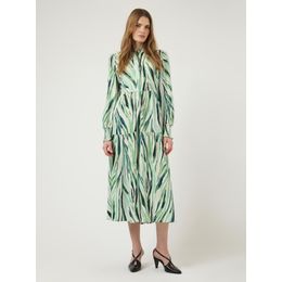 Druckkleid Y.A.S "YASASINA LS LONG SHIRT DRESS S. NOOS", Damen, Gr. 42, N-Gr, pristine aop:zelly, Web, Obermaterial: 100% Viskose, bedruckt, lang, hoch geschlossener Ausschnitt, Kleider Druckkleid, Sommerkleid