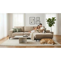Ecksofa OTTO HOME "Polsterecke Oland, Struktur, Flachgewebe, Luxus-Microfaser, Boucle", beige (taupe), B:280cm H:85cm T:152cm, 100% Polyester, Sofas, Ecksofa, L-Form, 280 cm, Wellenunterfederung, Skandi-Design, Metallf&uuml;&szlig;e